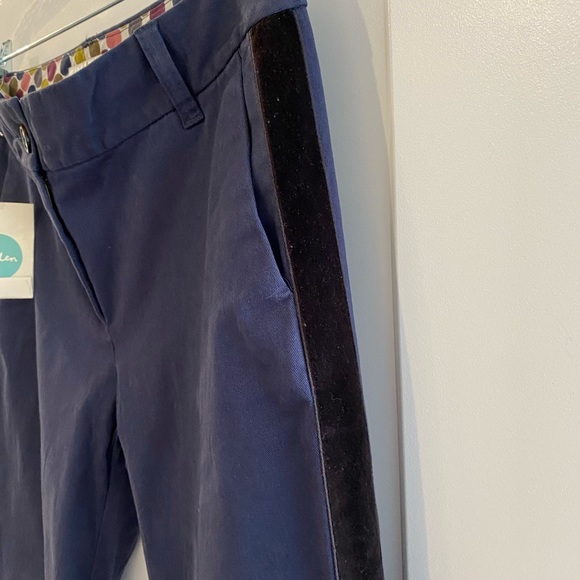 Boden | Pants & Jumpsuits | Boden Side Velvet Stripe Pants Size 4l Navy ...